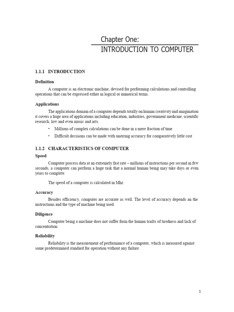 Chapter One - Introduction to Computers | PDF | Computer Data Storage ...