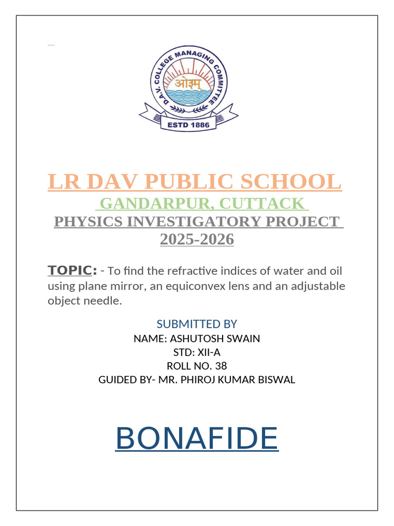 Physics Investigatory Project | PDF | Optics | Electromagnetic Radiation