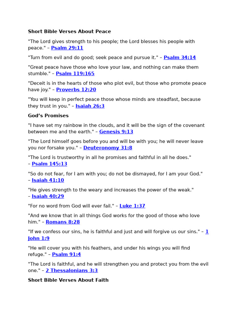 Short Bible Verses About Peace | PDF | God In Christianity | Bible