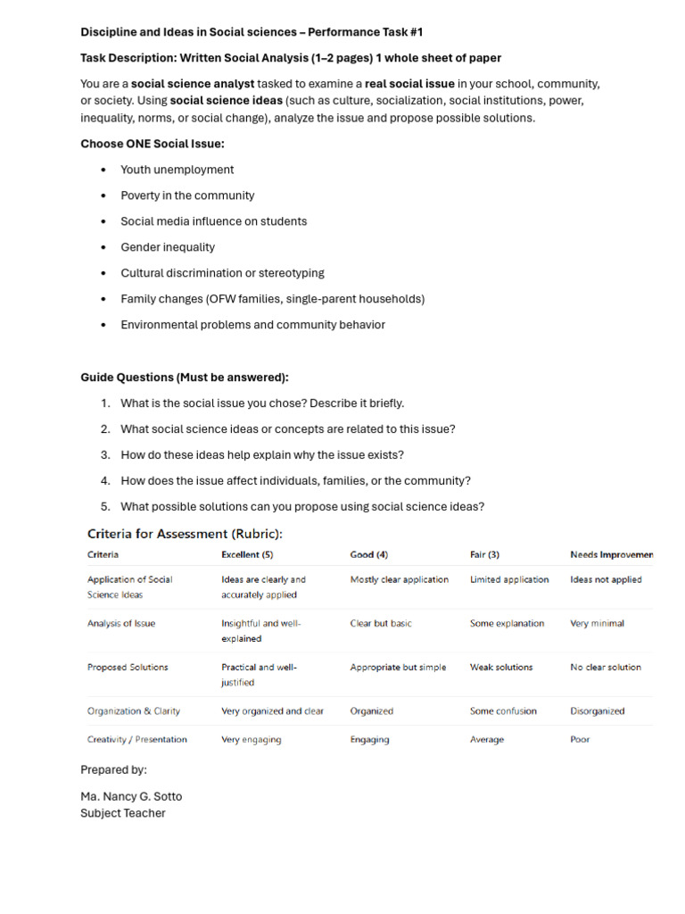 Discipline and Ideas in Social Sciences Task 1 Feb 2 | PDF