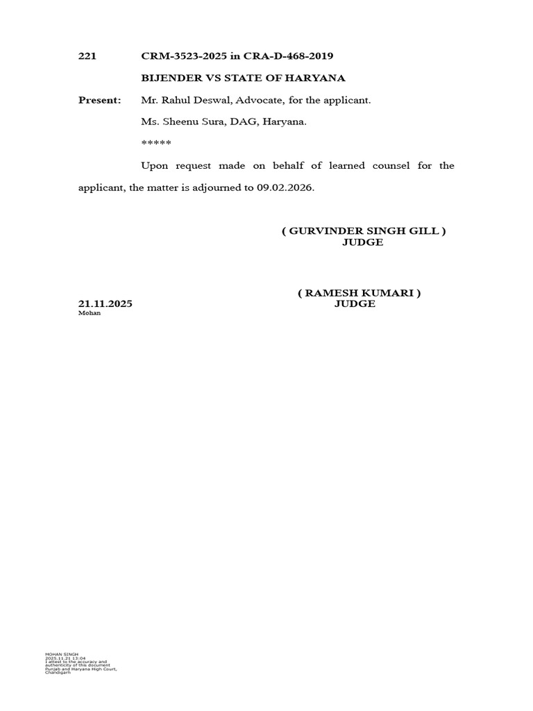 CRM 3523 2025 21 11 2025 Interim Order | PDF