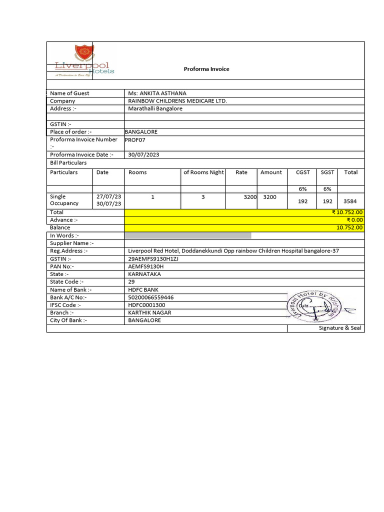 Profoma Invoice | PDF
