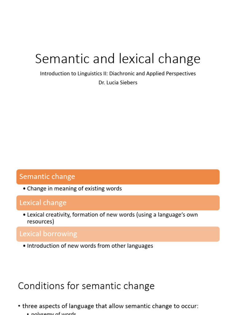W8 Semantic Lexical Change | PDF | Word | Lexicon