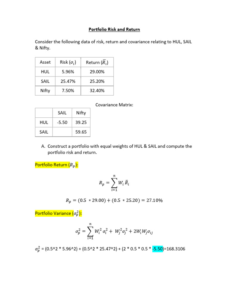 8. Portfolio Risk and Return | PDF | Multivariate Statistics ...