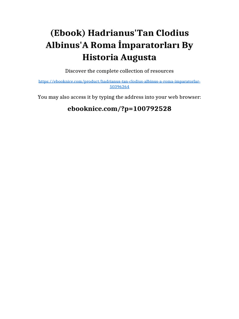 (Ebook) Hadrianus'tan Clodius Albinus'a Roma İmparatorları by Historia ...