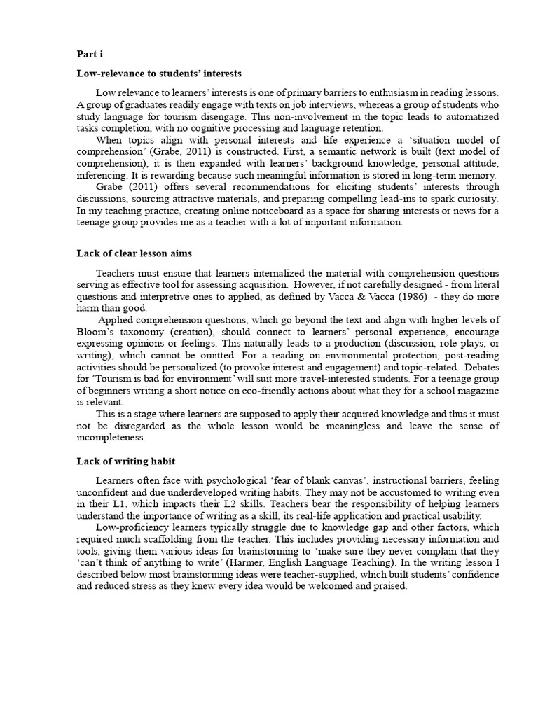 Unit 1 Essay - Reading and Writing | PDF | Learning | Second Language