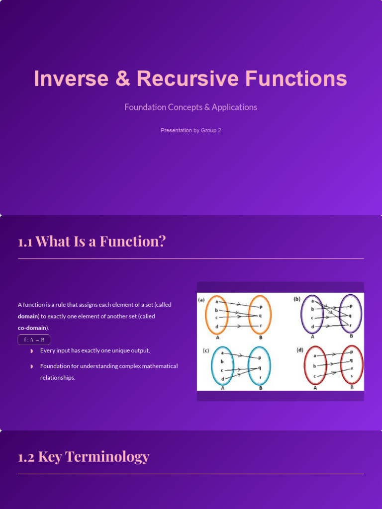 Inverse & Recursive Functions | PDF | Function (Mathematics ...