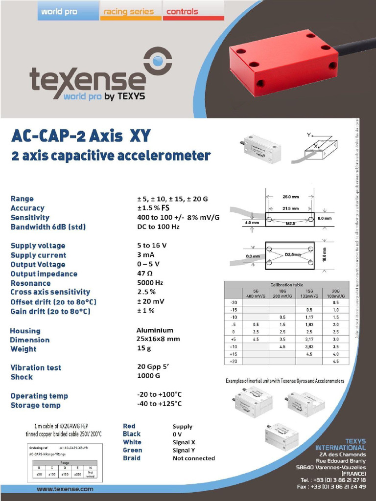 AC-CAP 2 Axis Accelerometer Texense Stylesheet | PDF