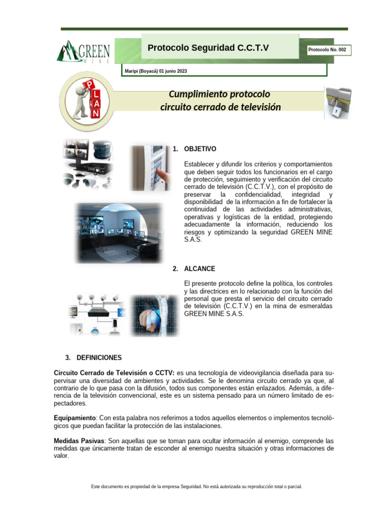 Protocolo CCTV | PDF | Circuito cerrado de televisión | La seguridad ...