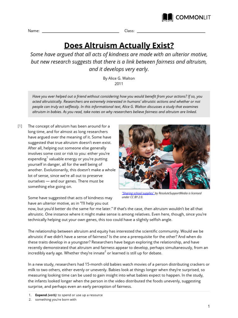 28does Altruism Actually Exist -Teacher | PDF | Altruism | Behavioural ...