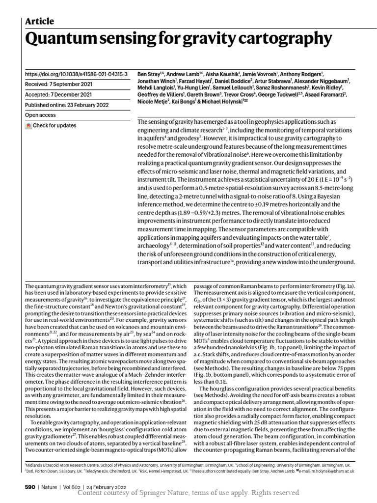Quantum Sensing For Gravity Cartography | PDF | Interferometry ...