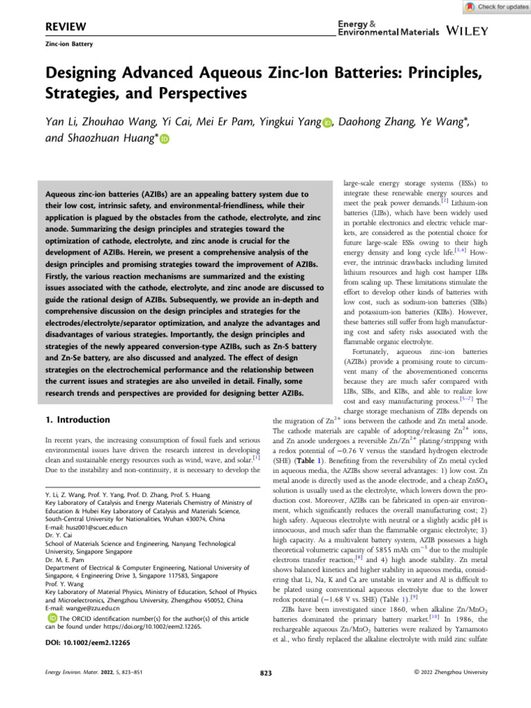 Energy Environ Materials - 2021 - Li - Designing Advanced Aqueous ...