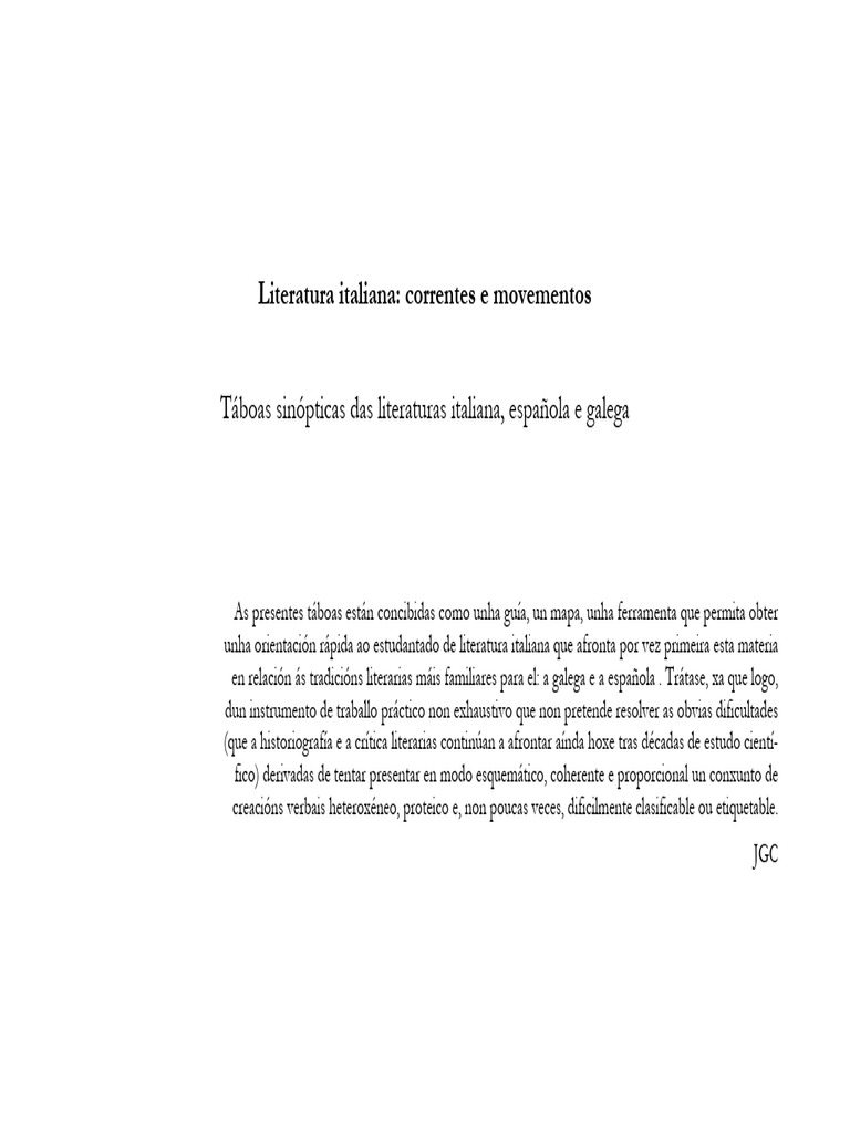 006 TaboasSinopticasLiteraturasGAL ESP ITA | PDF | Literatura española ...