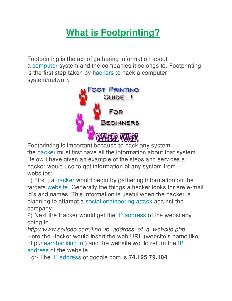 What is Footprinting | Online Safety & Privacy | Cyberwarfare | Free 30 ...