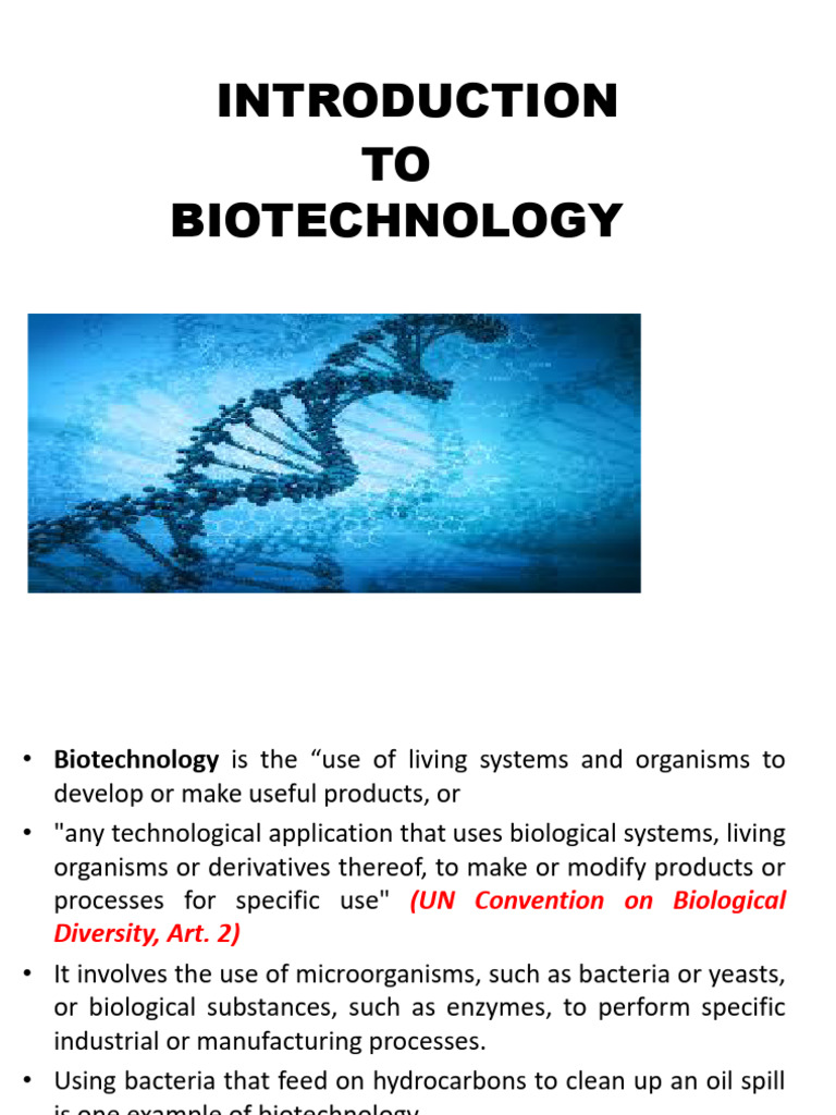 Lec-1 Introduction To Biotechnology | PDF | Biotechnology | Genetic ...