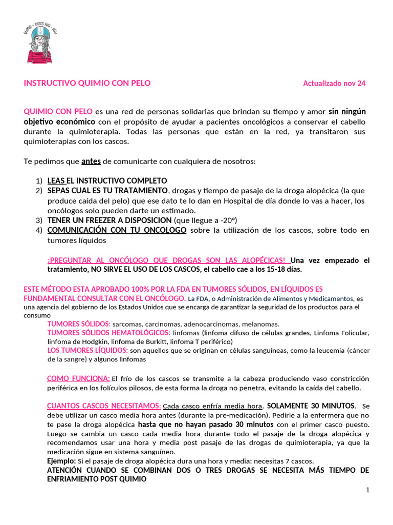 Instructivo Quimio Con Pelo Nov 24 | PDF | Cáncer | Inmunoterapia