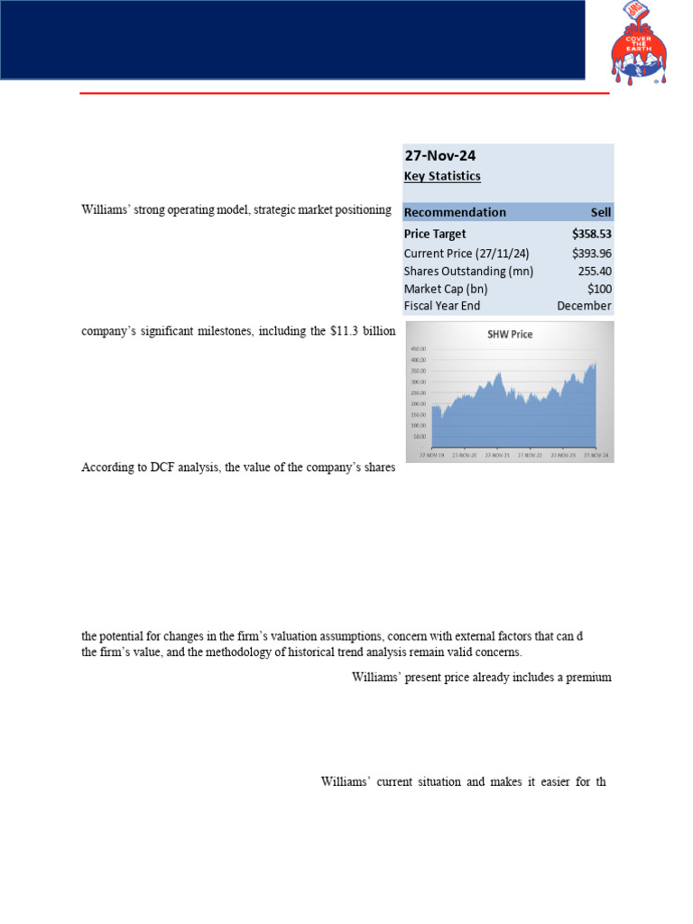 Report - Sherwin Williams Company Valuation | PDF | Valuation (Finance ...