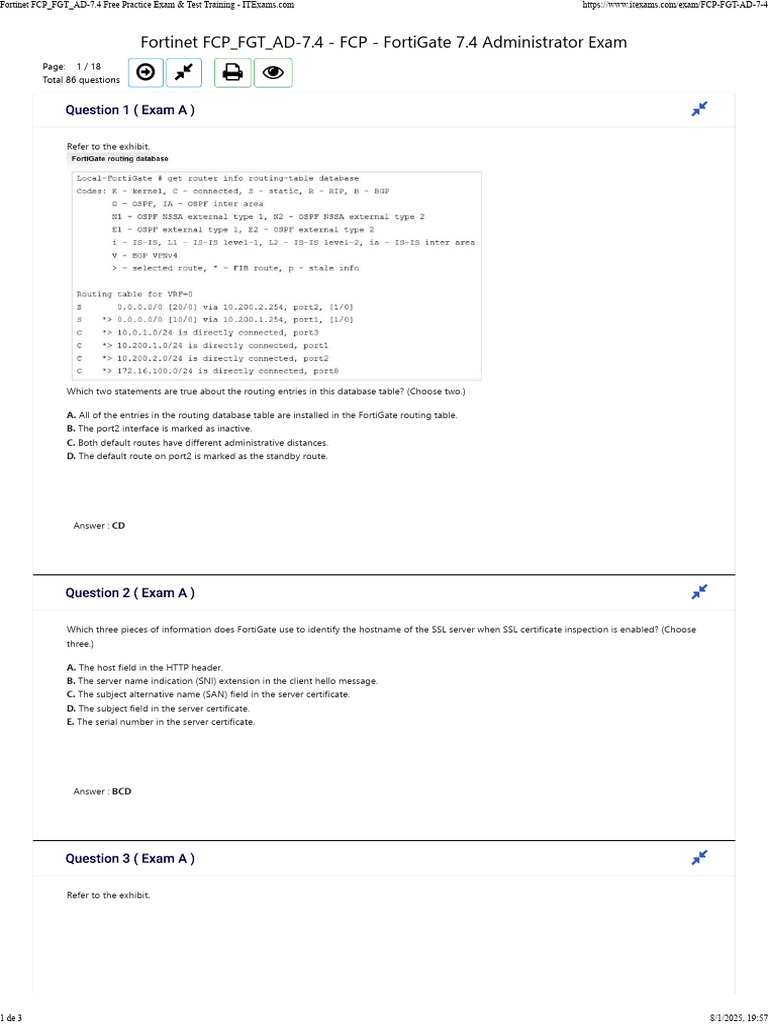 Fortinet FCP - FGT - AD-7.4 Free Practice Exam & Test Training | PDF ...
