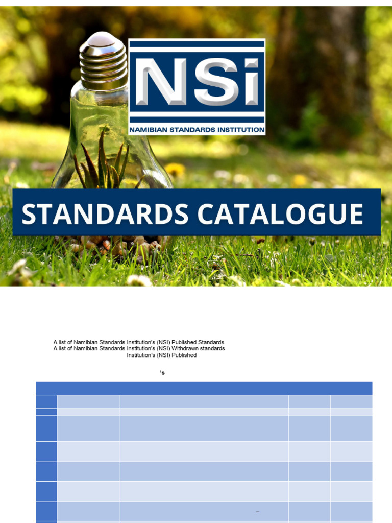 NSI Namibian Standards Catalogue 2024 | PDF | Photovoltaics | High ...