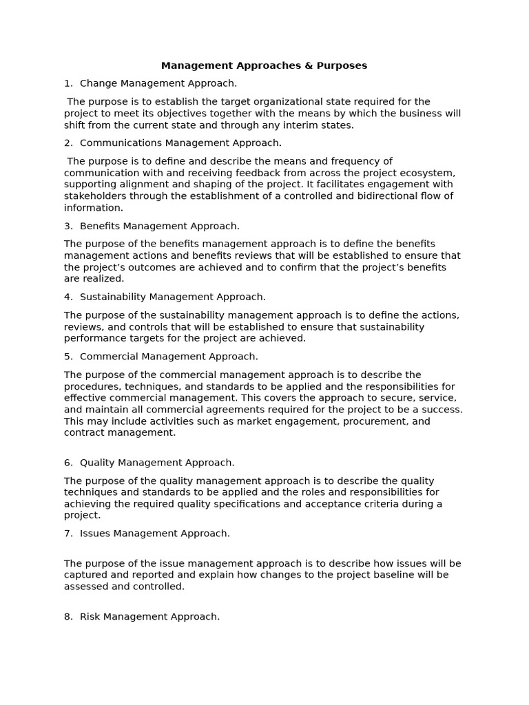 Management Approaches and Purposes | PDF | Project Management | Data ...
