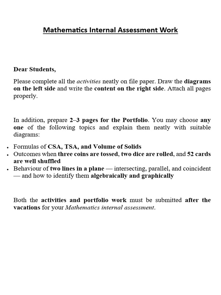 Mathematics Internal Assessment Work | PDF