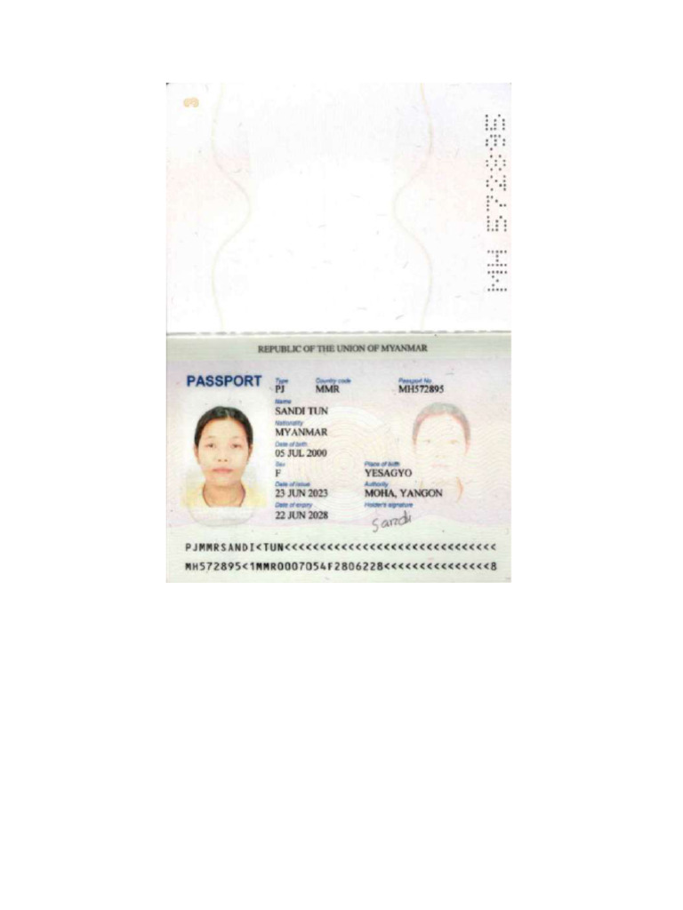 03 SANDI TUN Passport,NRC,Family Document | PDF