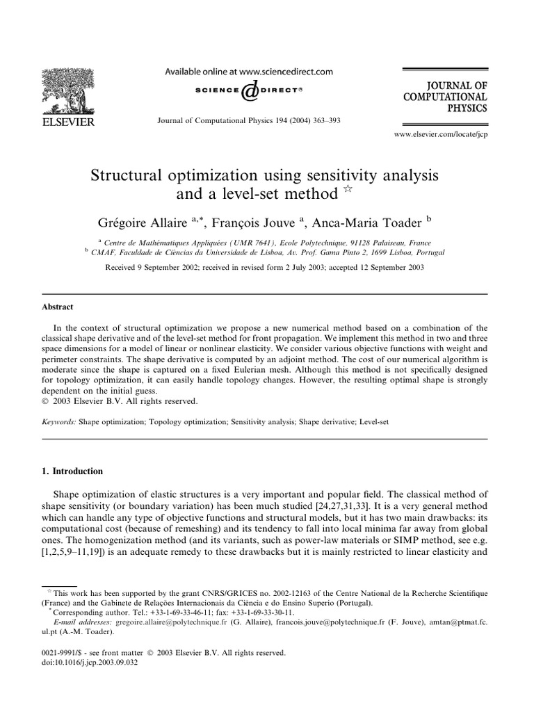 Structural Optimization Using Sensitivity Analysis | PDF | Mathematical ...