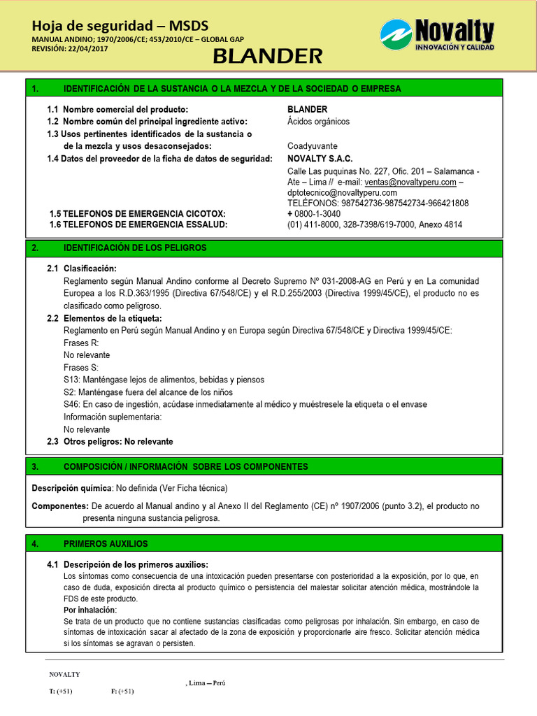 Blander - HS | PDF | Residuos | Compuesto orgánico volátil