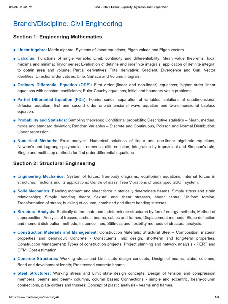 GATE 2026 Exam, Syllabus and Preparation | PDF | Equations | Hydrology