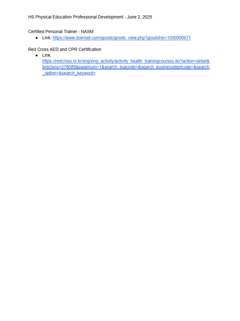 HS Physical Education Professional Development | PDF
