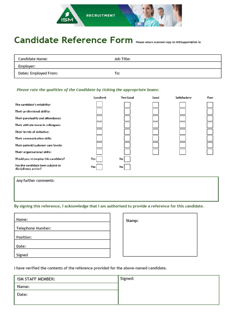 Healthcare Reference Form 2025 | PDF