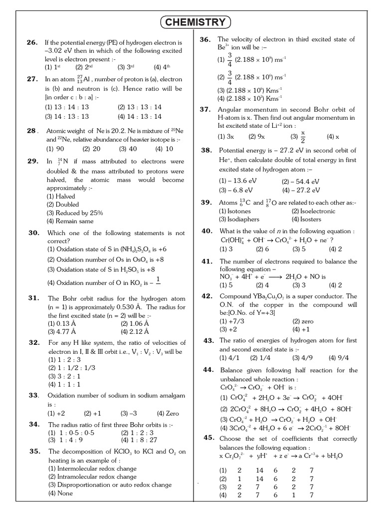 Atomic Structure + Redox Reaction | PDF | Atoms | Electron