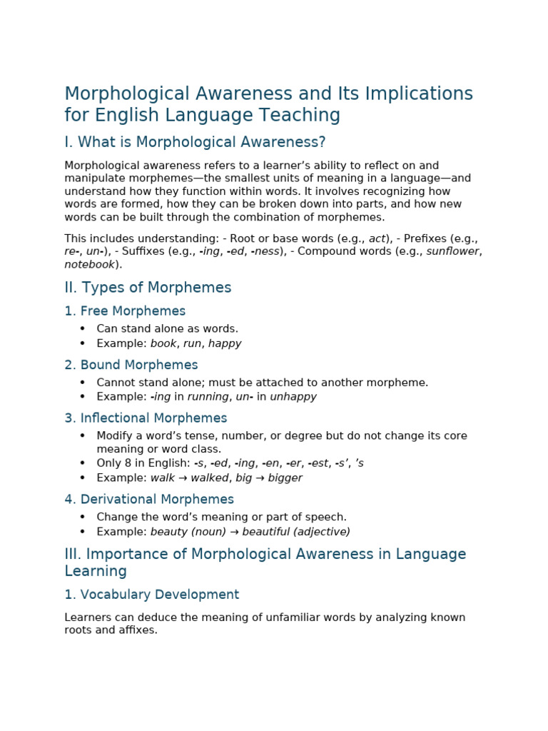 Morphological Awareness Reviewer | PDF | Word | Morphology (Linguistics)