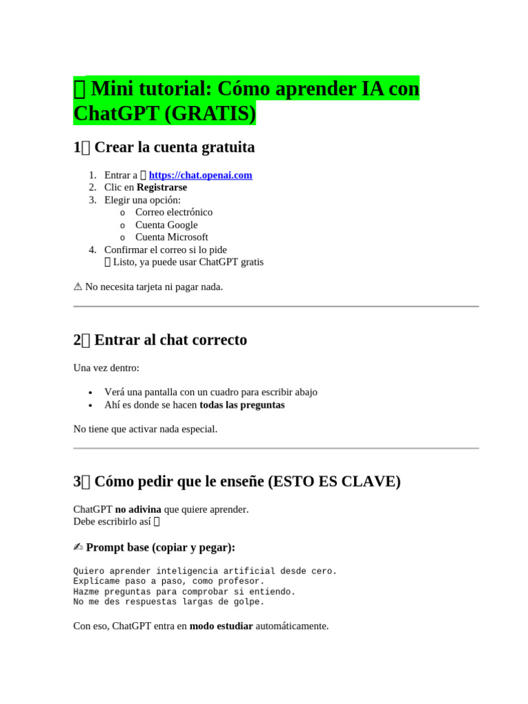 Tutorial para Aprender de IA | PDF | Inteligencia artificial ...