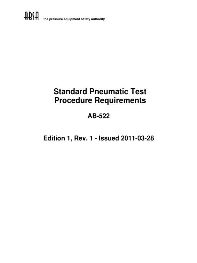 AB-522 Standard Pneumatic Test Procedure Requirements | PDF | Safety | Leak