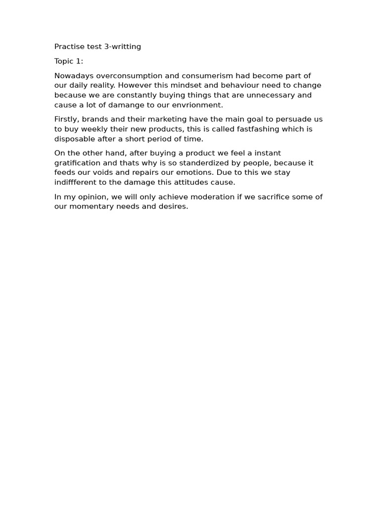 Test 3- Writting Practise | PDF