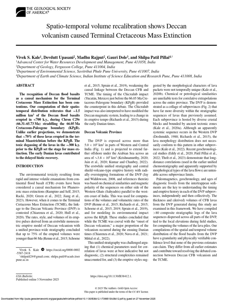 Deccan Volcanism Caused Terminal Cretaceous Mass Extinction | PDF ...