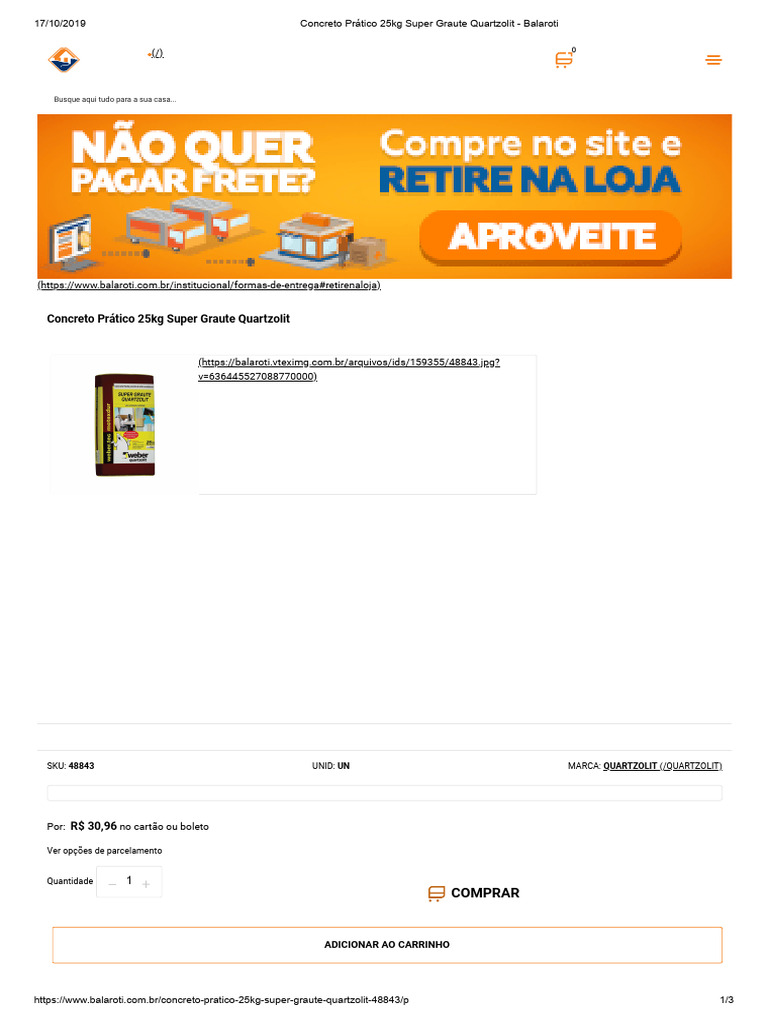 Concreto Prático 25kg Super Graute Quartzolit - Balaroti | PDF