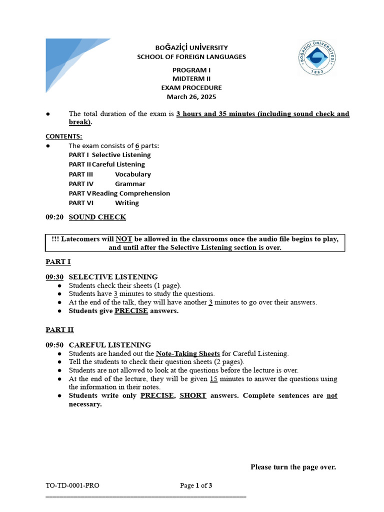 Pi Midterm II Exam Procedure | PDF | Reading Comprehension | Communication