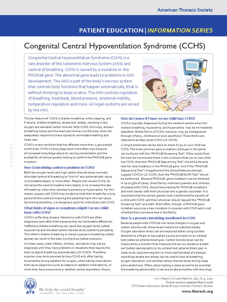 Congenital Central Hypoventilation Syndrome | PDF | Breathing ...