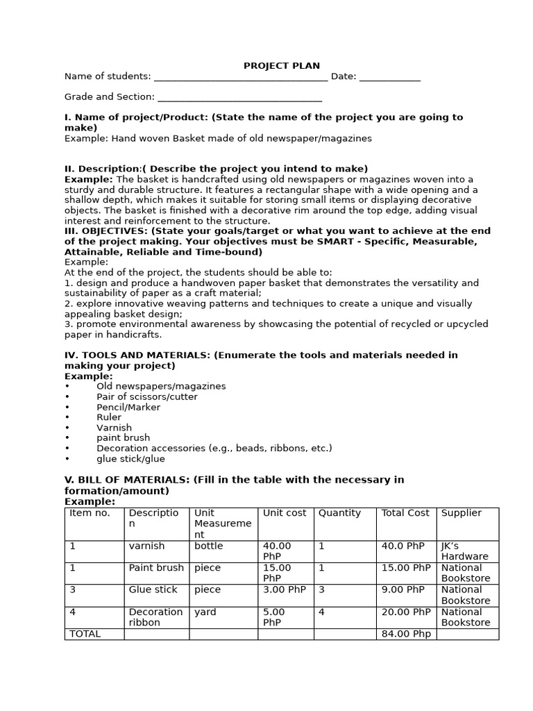 PROJECT PLAN Handicrafts | PDF | Crafts