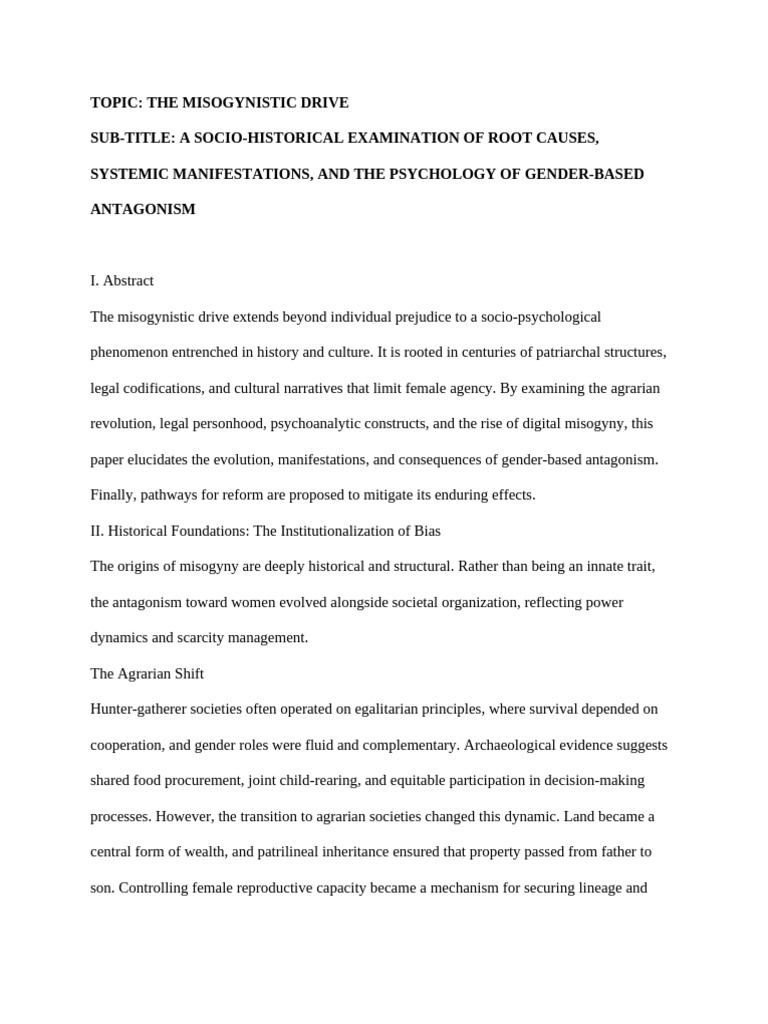 The Misogynistic Drive - Laura Williams | PDF | Misogyny | Patriarchy