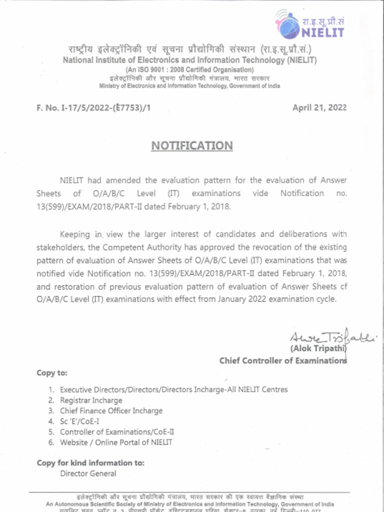 Nielet Passing Marks Notification | PDF