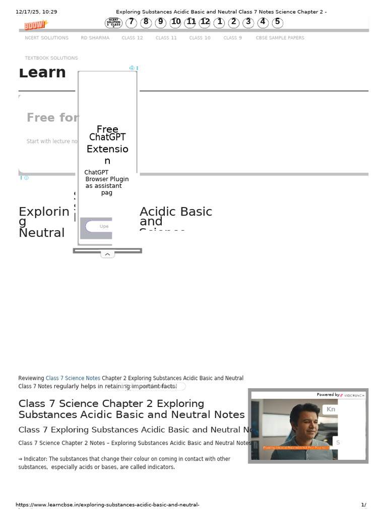 Exploring Substances Acidic Basic and Neutral Class 7 Notes Science ...