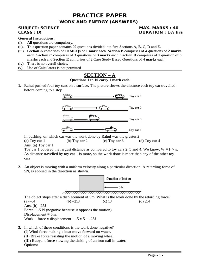 Work and Energy Practice Answers | PDF | Force | Kinetic Energy