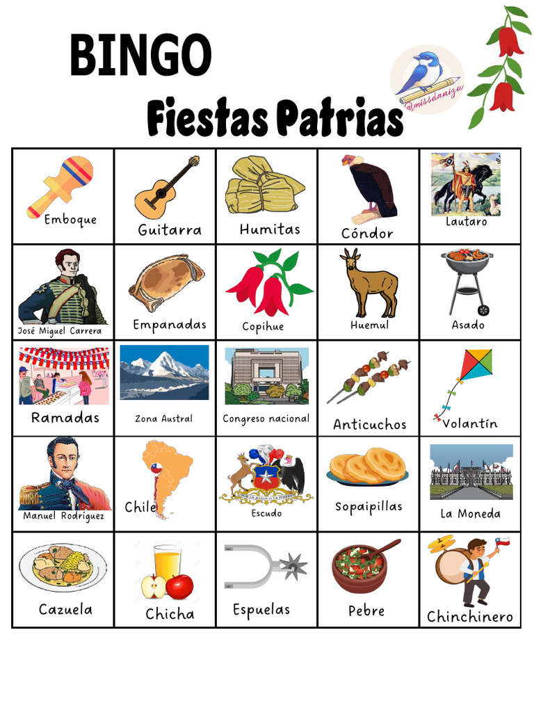 Bingo de fiestas patrias | PDF | Chile | Cocina latinoamericana