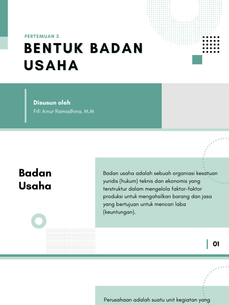 Bentuk Badan Usaha - Pertemuan 3 | PDF