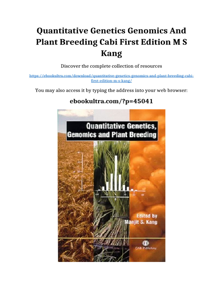 Quantitative Genetics Genomics and Plant Breeding Cabi First Edition M ...