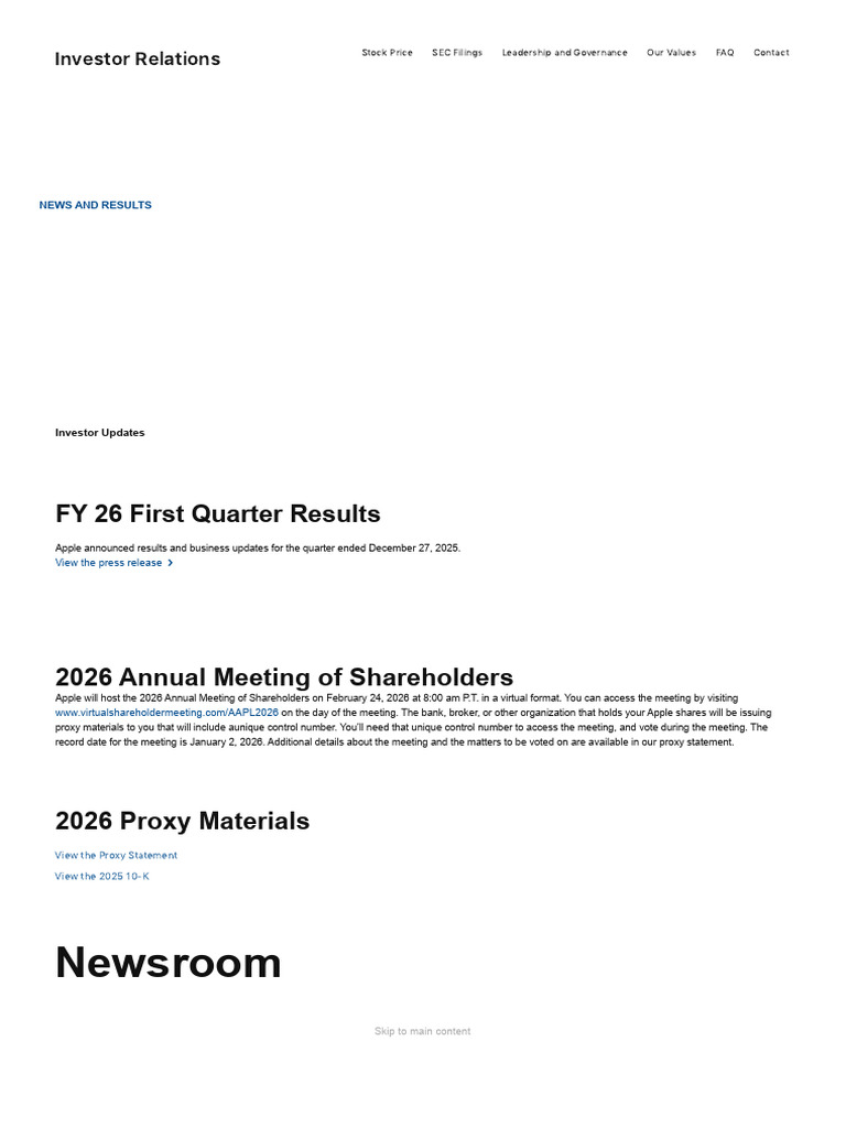 Investor Relations - Apple | PDF | Apple Inc. | I Phone