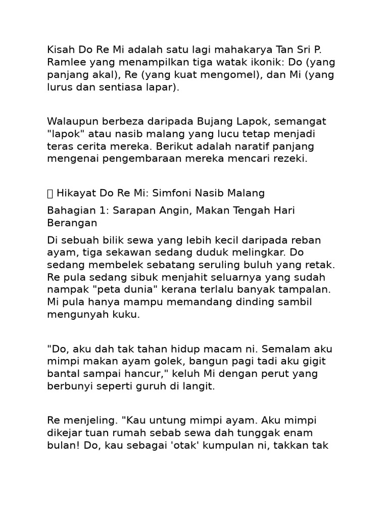 Kisah Do Re Mi Adalah Satu Lagi Mahakarya Tan Sri P | PDF